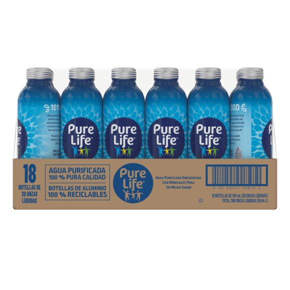 Pure Life® Purified Water Aluminum Bottle 20oz (18 Pack) | ReadyRefresh