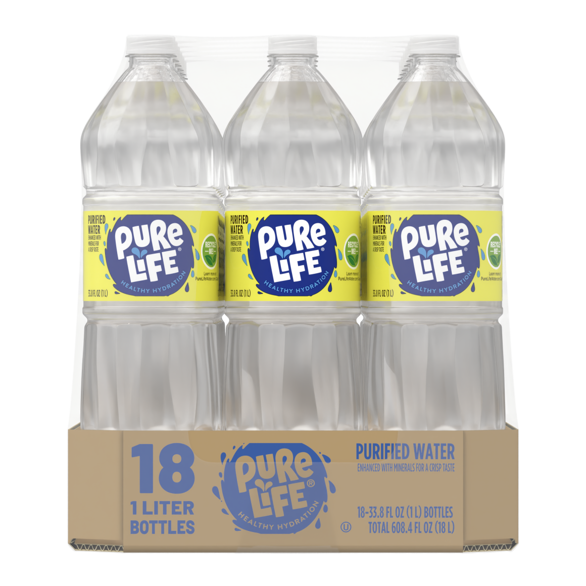 Pure Life Purified Bottled Water | 1 Liter, 18-pack | ReadyRefresh Pure Life Purified Bottled Water | 1 Liter, 18-pack | ReadyRefresh